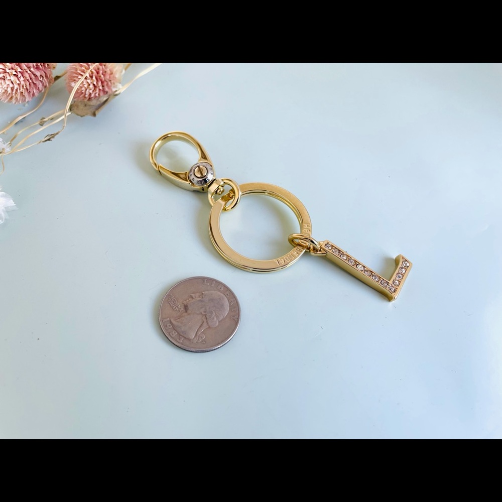 Henri Bendel Gold Crystals Pave Letter “L” Key Chain … - Gem
